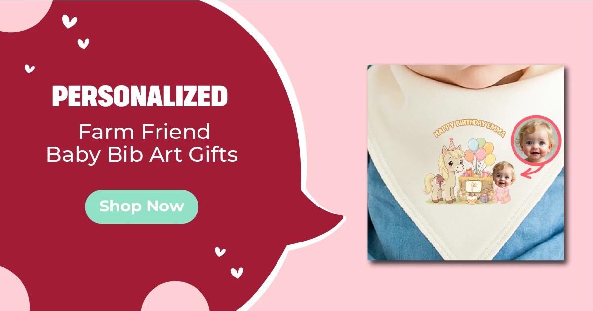Personalized Farm Friend Baby Bib Art 1st Birthday Gifts